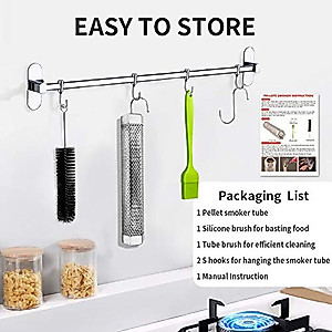 Smoke Tube for Pellet Smoker, 12'' Smoker Tube Pellet Grill Accessories, Premium Stainless Steel Pellet Tube for all Grill or Smoker - Hot or Cold Smoking Generator for Electric Gas Charcoal Grilling