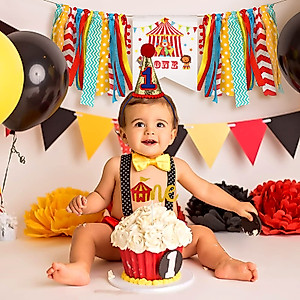 Circus Decorations 3Pcs 1st Birthday Decorations Carnival Theme High Chair Banner Birthday Party Hats Circus Circus Carnival Theme Party Decorations for Baby Shower Girl Beanie