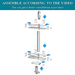 Parosan Shower Caddy, 3 tier Adjustable Aluminum Rustproof Hanging Shower Caddy Over Shower Head, Shower Organizer Shelves with Soap Holder Razor Holder for Bathroom Storage