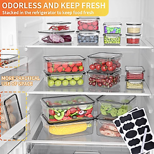 GEIKR 40 PCS Plastic Food Storage Containers with Lids Airtight, BPA-Free Leakproof Meal Prep Containers Reusable,Microwave & Dishwasher & Freezer Safe,Includes Labels & Pen
