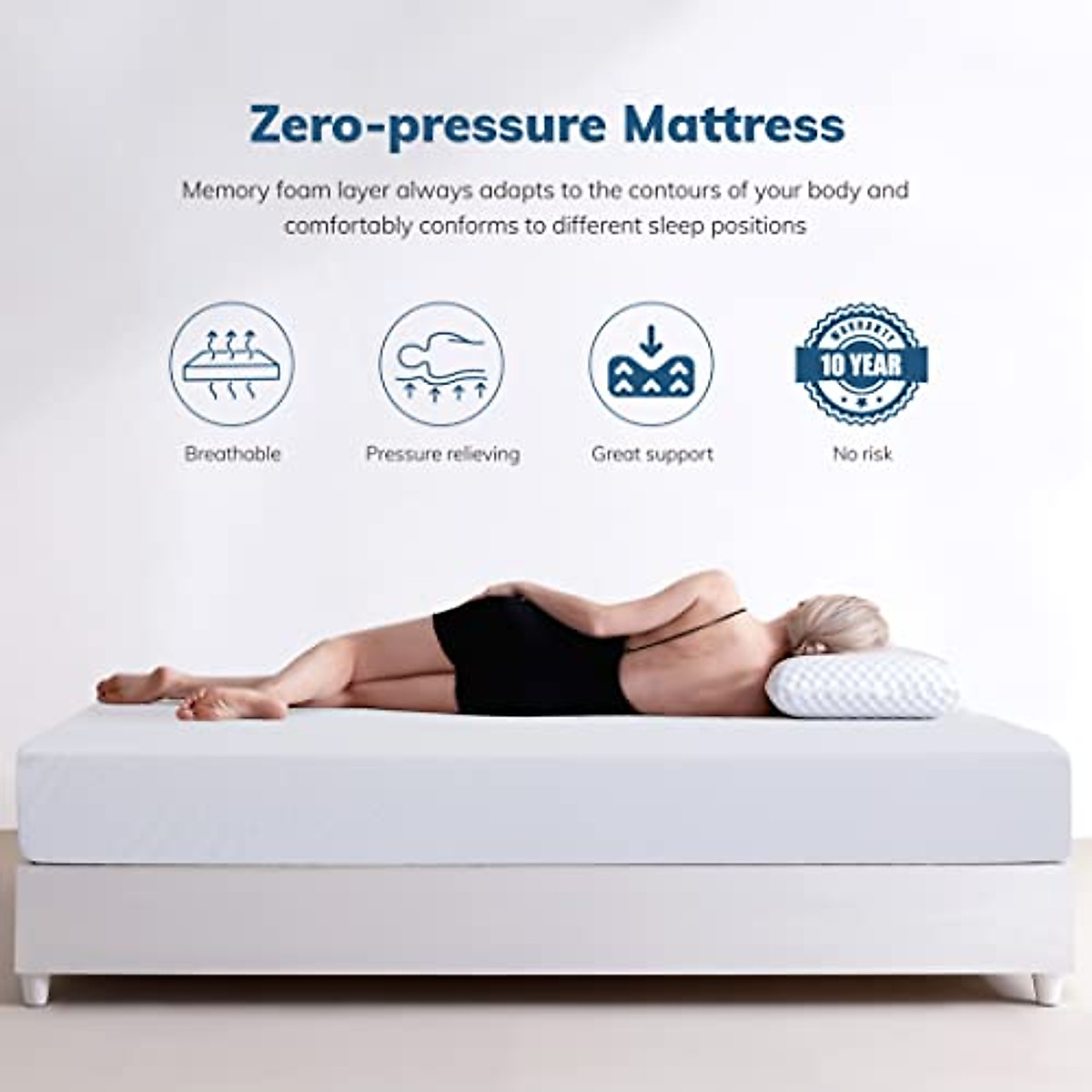EGO Twin Mattress 6 Inch Green Tea Memory Foam Mattress Twin, CertiPUR-US Certified, Cooling Gel Bed Mattress, Fiberglass Free Bed in a Box, Twin mattresses for Kids, Bunk Bed, Trundle, Daybed