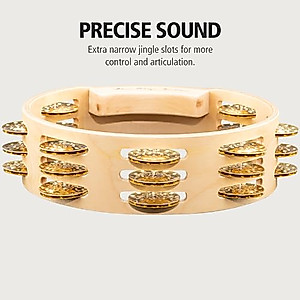 Meinl Percussion AE-CMTA3B Artisan Compact 8-Inch Maple Tambourine with 3 Rows of Hammered Brass Jingles