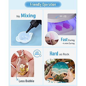 Nicpro UV Resin 500g, 2 PCS Crystal Clear UV Epoxy Resin Kit, High Viscosity & Quick Curing UV Glue Hard, UV Cured Resin for Jewelry Making, Craft, Doming, DIY and Coating