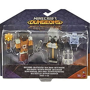 Minecraft Dungeons 3.25" Figures 2-Pk Battle Figures, Great for Playing, Trading, and Collecting, Action and Battle Toy for Boys and Girls Age 6 and Older