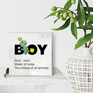 Dinosaur Nursery Wood Box Sign Baby Dinosaur Dino Boy Definition Wooden Box Sign Block Plaque for Wall Desk Home Boys Room Decoration