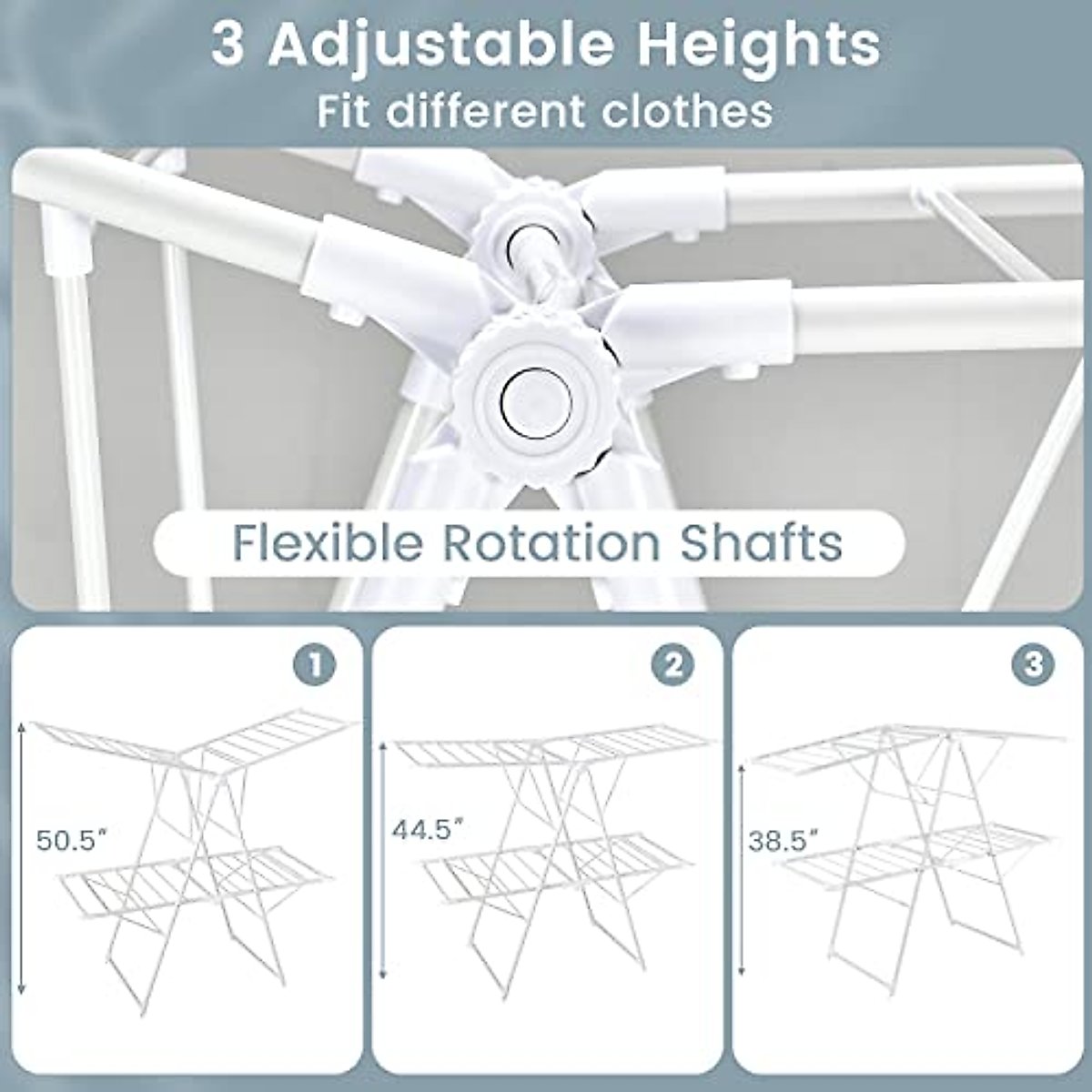 Tangkula Foldable Clothes Drying Rack, 2-Level Laundry Drying Rack w/ 28 Hanging Rails & Height Adjustable Wings, Freestanding Large Drying Rack for Clothes, Sheets, Shoes, Socks, No Assembly