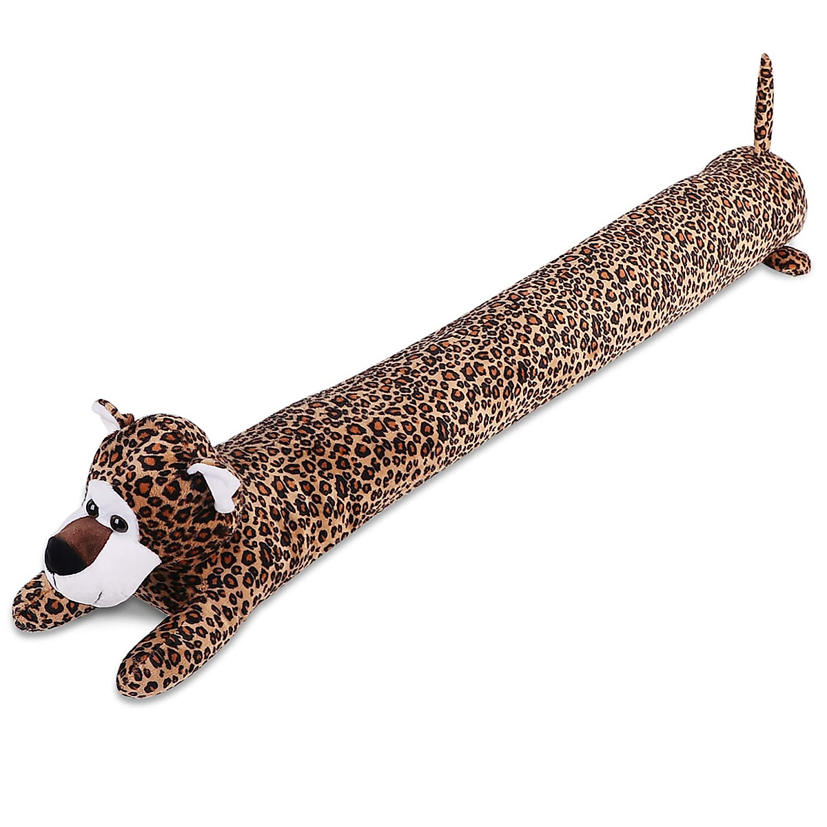 SANFERGE 36 Inch 3LB Heavy Duty Under Door Draft Stopper, Decorative Soundproof Door Draft Blocker, Energy Saving Draft Guard, Leopard Coffee