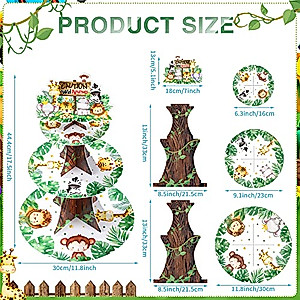 Safari Cupcake Sand 3 Tier Jungle Theme Baby Shower Decor Woodland Cupcake Holders Decorations Forest Wild Animals Theme Dessert Tower for Kids Birthday Party Supplies