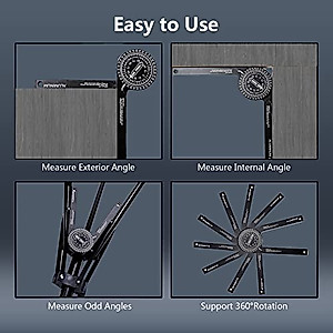 Smolder Miter Saw Protractor, 7.3” Aluminum Angle Finder for Woodworking Metalworking and All Building Trades (Protractor with Laser Engraved)
