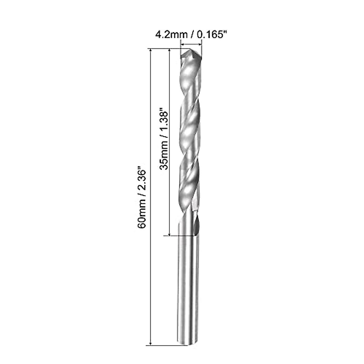 uxcell Carbide Twist Drill Bits 4.2mm, Metric Spiral Flutes Straight Shank Tungsten Steel Drilling Tool for Stainless Steel Alloy Metal