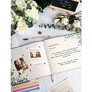 Wedding Guest Book，Guest Book Weddings Reception，Polaroid Guest Book for Wedding 100 Pages Paper Hardcover 8" x 10" for Wedding Gift with Pen, Photo Corner