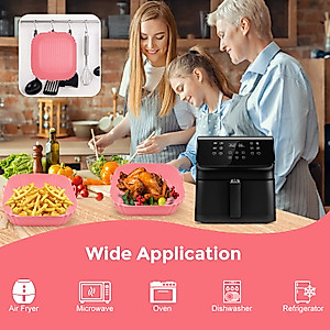 Air Fryer Silicone Liners, 8'' Square 4 to 7 QT Food Grade Reusable Heat Resistant Airfryer Silicone Liners Inserts Baskets Bowl Accessories for Instant Vortex COSORI CHEFMAN Air Fryer Oven Microwave