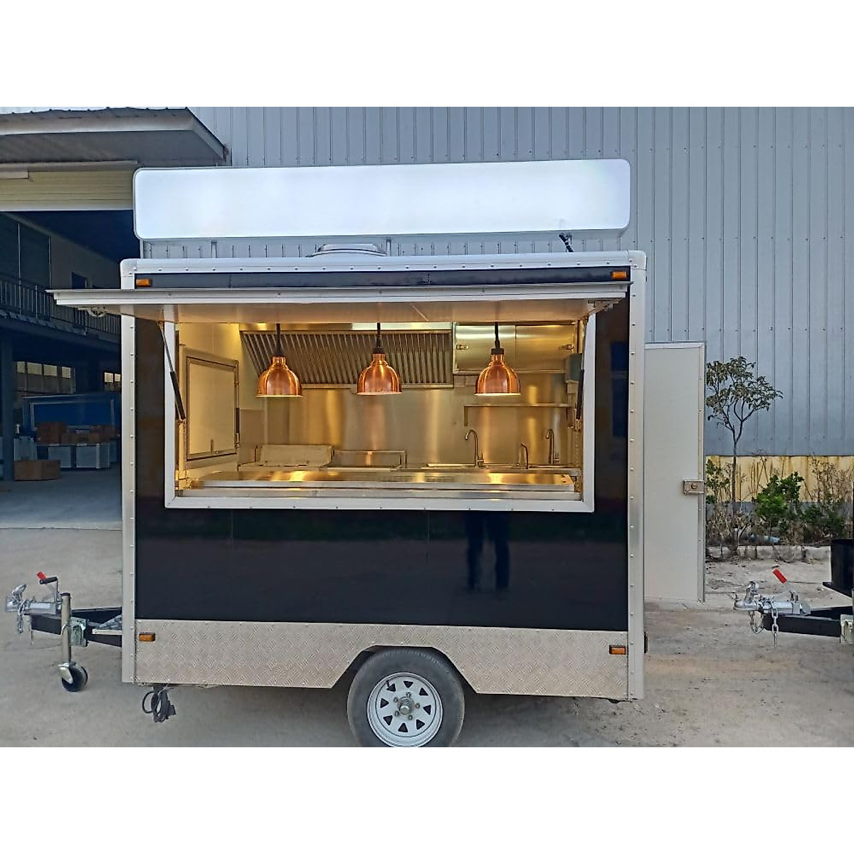 Mobile Food Trailer GL-FS250 Compact Shawarma, Coffee & Street Food Kiosk - 8.2 ft x 6.6 ft, Stainless Steel Work Table, Dual Sink, Water System, Electric Box - Ideal for Outdoor Catering and Events