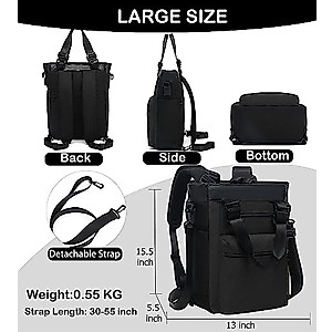 COMELY Convertible Laptop Backpack, Casual Travel Tote Daypack, Crossbody Purse, Bookbag Diaper Bag Nursing Bag for Daily Work College Nursing Teaching, 31A-Black