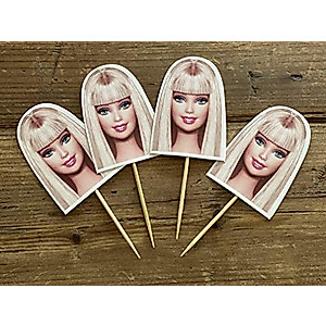 Birthday Party Favors for Barbie ,Supplies Cake Toppers decoration 24PCS pink decor pink girls party supplies