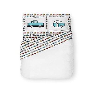 Camco Life is Better at the Campsite Queen-Size Beds | Set Includes (1) Fitted, (1) Flat Sheet and (2) Pillow Cases | Multi-RV Print (53299)