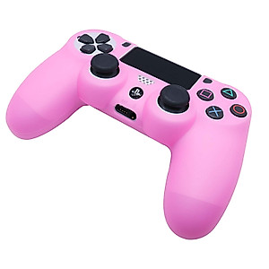 RALAN Pink Controller Skins for PS4, Silicone Controller Cover Skin Protector Compatible with PS4 Slim/PS4 Pro Controller (Pink Pro Thumb Grip x 6,Skull Cap Grip x 2)(Camouflage Pink+White Pink