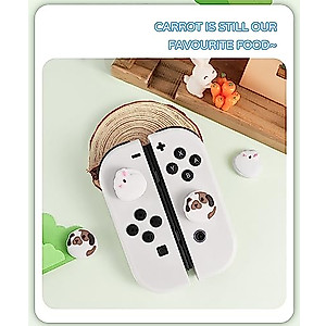 PAWSWORLD Cute Switch Thumb Grips Caps for Switch/Switch Lite/Switch OLED Rabbits Joystick Dust Jacket Silicone Joycon Grip Covers Anti-Scratch 4PCS Switch Button Caps - Fluffy Bunny