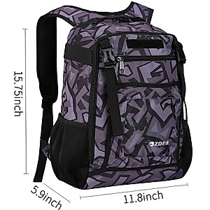 ZOEA Baseball Bat Bag Backpack, T-Ball & Softball Equipment & Gear for Youth, Large Capacity Holds 2 Bats, Helmet, Gloves, Cleats, Helmet Holder and Includes Fence Hook (Black)