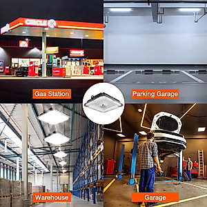 OKQ LED Canopy Light Outdoor 5Pack, 10"x10" Square Gas Station Light with Selectable Wattage (100/80/60W/40W) and CCT (5000/4000/3000K), 1-10V Dimmable,Canopy Lights for Garage Barn, ETC&DLC Listed