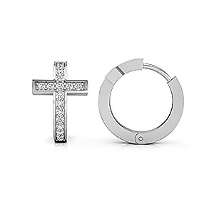 0.40 Cttw Cubic Zirconia Cross Huggie Hoops Earrings for Women in 925 Sterling Silver by Octa Pearl