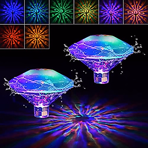 PTFJZ Swimming Pool Light- Floating Pool Lights with 8 Modes Lighting Underwater Waterproof Decorative Lights for Pool Pond Fountain Garden Party Decoration Accessories (2pcs)