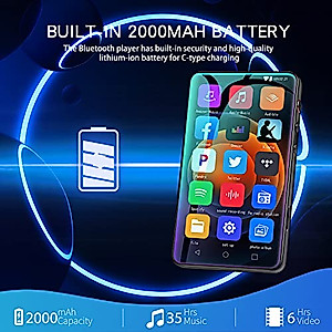 MYMAHDI 80GB MP3 Player with Bluetooth and WiFi,4" Music Player Touch Screen with Spotify, Pandra, Android Streaming MP3 Player with Audible, HiFi MP4 Player with Speaker and Deezer, Max Support 1 TB