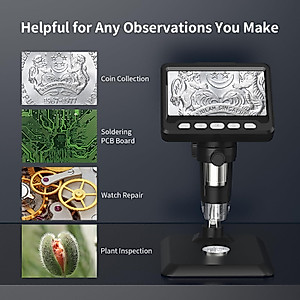 Microscope, LCD Digital Coin Microscope 1000x, 1080P Coin Magnifier,Microscope for Adult with 8 Adjustable LED Lights, PC View, Compatible with MacOS Windows