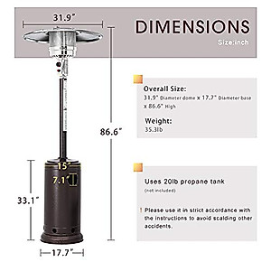 Patiomore Outdoor Propane Heater Patio Tall Standing Heater, 48000 BTU, Smooth Black