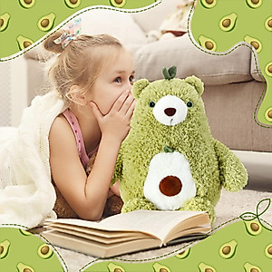 HyDren 13.8 Inches Avocado Stuffed Animal Bear Plush Pillow Soft Plush Avocado Hugging Kawaii Bear Stuffed Toy Cuddle Bear Cute Green Avocado Plushie for Boys Girls Birthday Gifts