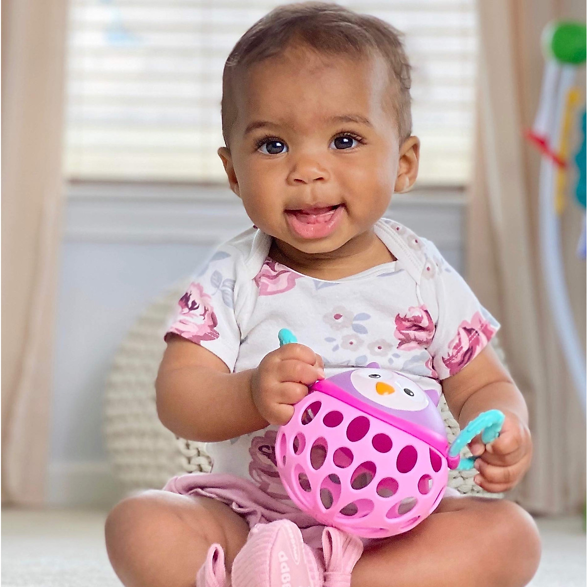 Nuby Interactive Silly Shakers Rattle Teether Toy, Characters Vary - Lion, Owl, Penguin