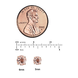 Solid 14k Rose Gold Morganite Stud Earrings (5mm round, 1.0cttw)