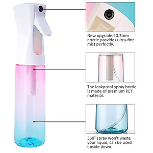 Set of 3 Continuous Spray Bottle, Refillable Fine Mist Spray Bottles, Hair Spray Bottles