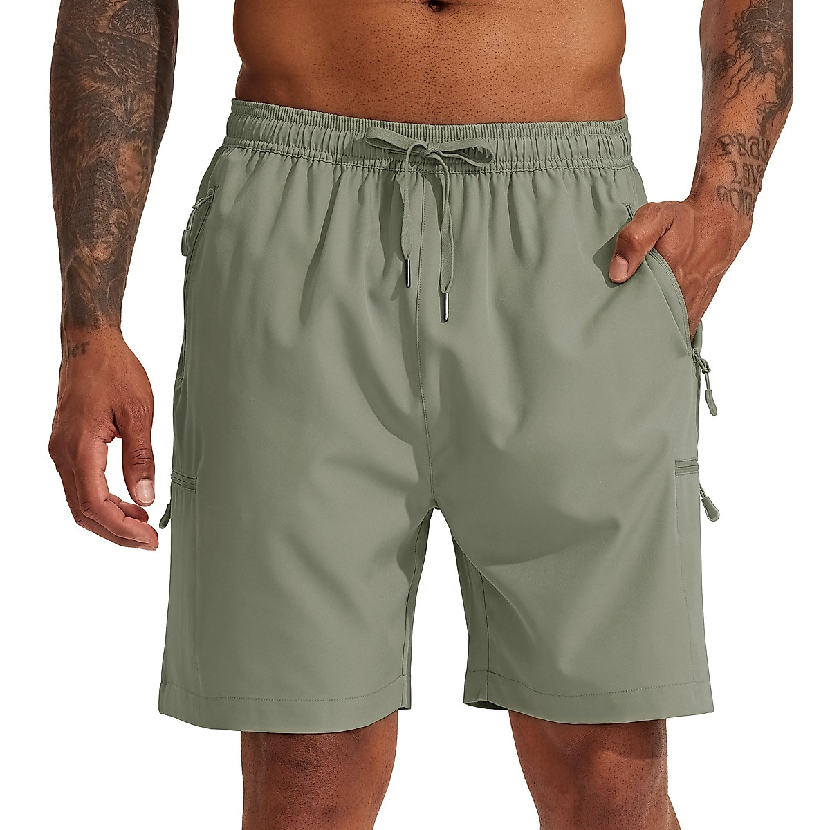 Willit Men's Hiking Cargo Shorts Quick Dry Golf Athletic Shorts 7" Lightweight Summer Shorts with Pockets Sage Green L