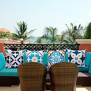 JYVNCZ Set of 4 Outdoor Throw Pillow Covers 18x18 Inchs Fall Decorative Patio Cushions for Outdoor Furniture Boho Decor Pillow Covers for Couch Hammock