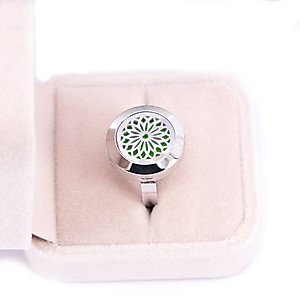 MESINYA New Flower Aromatherapy Ring/ 316L s.Steel Essential Oils Diffuser Locket Ring (Size 9)