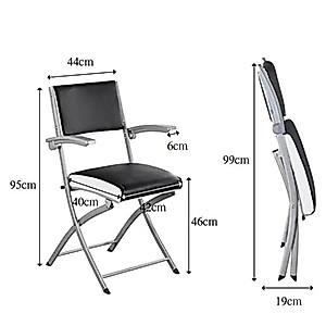 Computer Desk Chairs for Adults no Wheels,Chairs for bedrooms Comfy,Folding Office Chair with Pu Leather Padded Seat,Home Office Desk Chair Ergonomic,330-Pound Capacity 1 Piece,Black