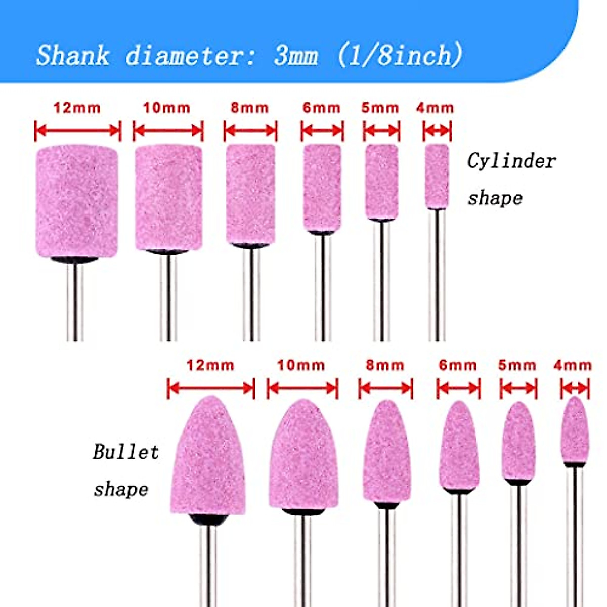 Luo ke 24 Pcs Rotary Grinding Stone Bits, Abrasive Mounted Stone Sharpening Bit Set with 1/8 Inch Shank Fits for Dremel Rotary Tool