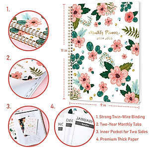 2024-2025 Monthly Planner - Monthly Planner 2024-2025, Jan. 2024 - Dec. 2025, 24 Monthly Tabs & Notes Pages, 9" × 11", Perfect Organizer