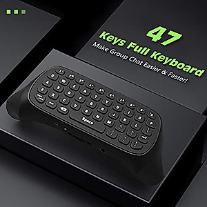 TiMOVO Green Backlight Keyboard for Xbox One, Xbox Series X/S,Wireless Chatpad Message KeyPad with Headset & Audio Jack,Mini Game Keyboard Fit Xbox One/One S/One Elite/2, 2.4G Receiver Included, Black
