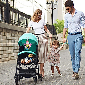 Funsland 3 Pack Stroller Toys - Car Seat Toys for Infants with Teether Hanging Toys - Butterfly + Birdie + Duck