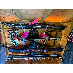 StoreYourBoard Adjustable Water Ski Wall Storage Rack, Holds 4 Sets of Skis, Garage Home Boathouse Organizer