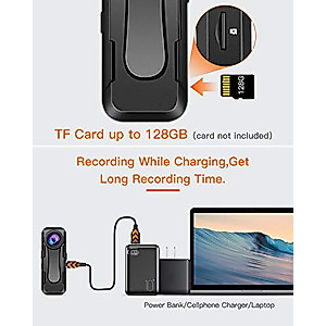 BOBLOV W1 Hidden Camera, True 1080P Small Body Camera, Personal Pocket Video Camera with Audio Loop Recording Time Stamps External Memory Up to 128GTwo Clips and Easy to Operation (32GB)