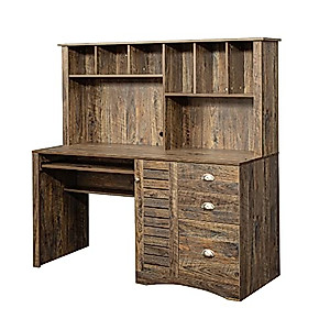 WERSMT Home Office Computer Desk Hutches Big Storage Space Study Table, Dark Brown, 59.06" W * 23.62" D * 57.68" H