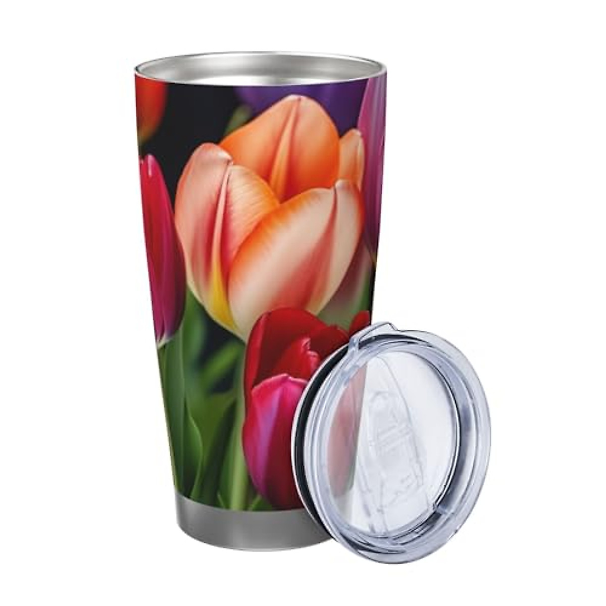 Flower Tumbler with Lid and Straw 20oz Stainless Steel Car Cup for Hot and Cold Drinks, Double Wall Insulated Travel Coffee Mug Reusable Drink Thermos Cup Birthday Gifts