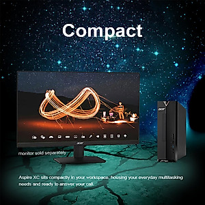 Acer Aspire Tower Desktop, Intel Celeron J4125 Processor, 8GB RAM, 256GB PCIe SSD, DVD, HDMI, VGA, Wi-Fi, Wired Keyboard & Mouse, Windows 11 Home, Black (D17W6)