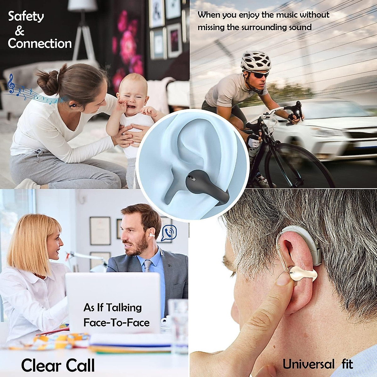 Wireless Ear Clips Ear Buds Clip On Earbuds Open Ear Headphones Bluetooth Wireless Ear Clip Bone Conduction Headphones Earbuds Headset Earphones Head Set Bone Conducting Headphone