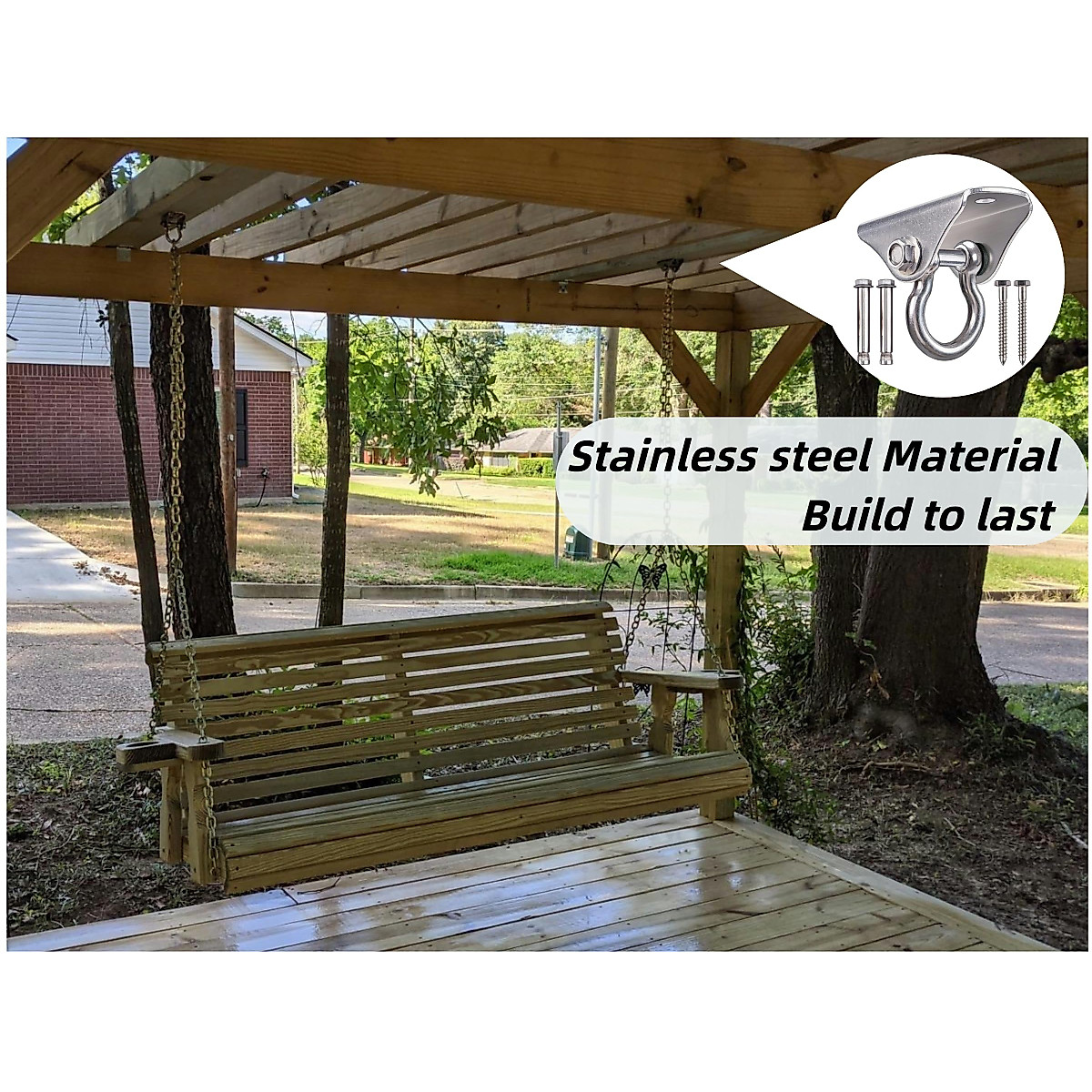 SELEWARE Heavy Duty Swing Hangers Stainless Steel Swing Hooks Ceiling Mount Swing Hardware for Porch Swing Set Hammock Chair Heavy Bag Yoga Silk 2 Pack