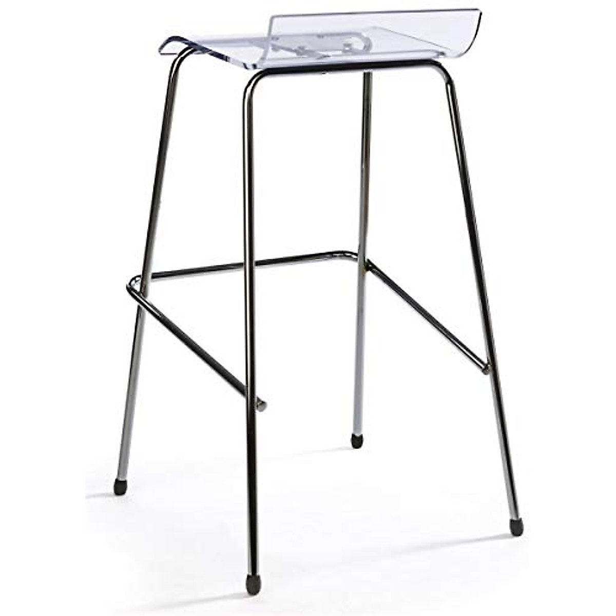 Displays2go Set of 4 - Modern Bar Stools with Clear Acrylic Seat, Backless, Stackable, Polished Chrome Legs