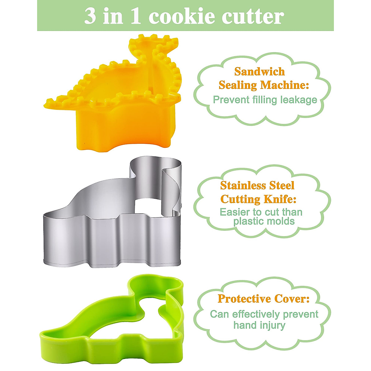 Sandwich Cutter for Kids 48 Pcs, Kimfead Cookie Cutters, Fruit Vegetable Cutter Shapes, Food Picks for Bento Box, Mouse Dinosaur Star Square Heart Shape